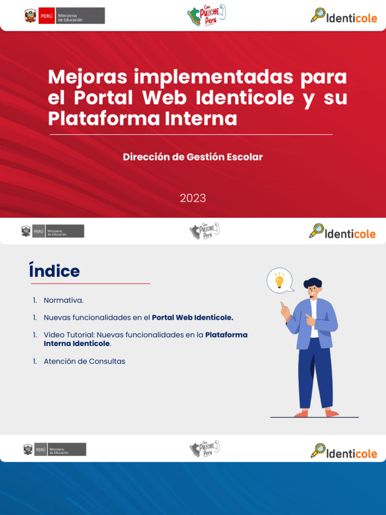 Mejoras Implementadas para La Página Web Identicole y Su Plataforma ...