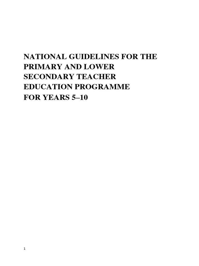 National Guidelines For The Primary and Lower Secondary Teacher ...