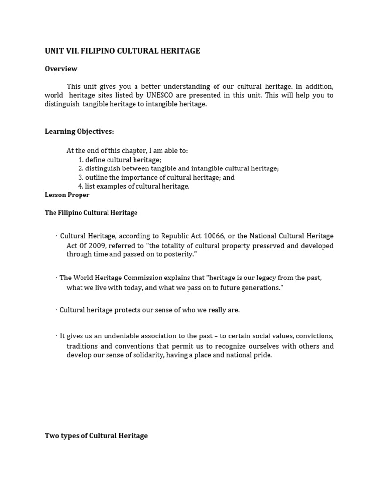 RPH Unit 7 | PDF | Cultural Heritage | Natural Environment