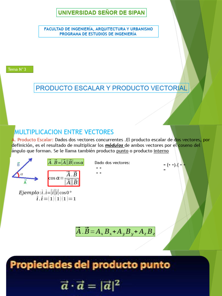 Clase N°3 Producto Escalar-Vectorial | PDF | Vector Euclidiano | Álgebra abstracta