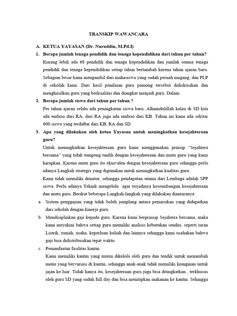 Transkip Interview | PDF