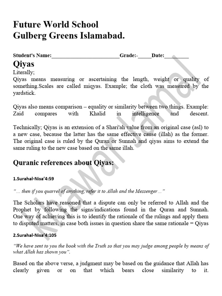 Qiyas, A Source of Legal Thinking | PDF | Hadith | Quran