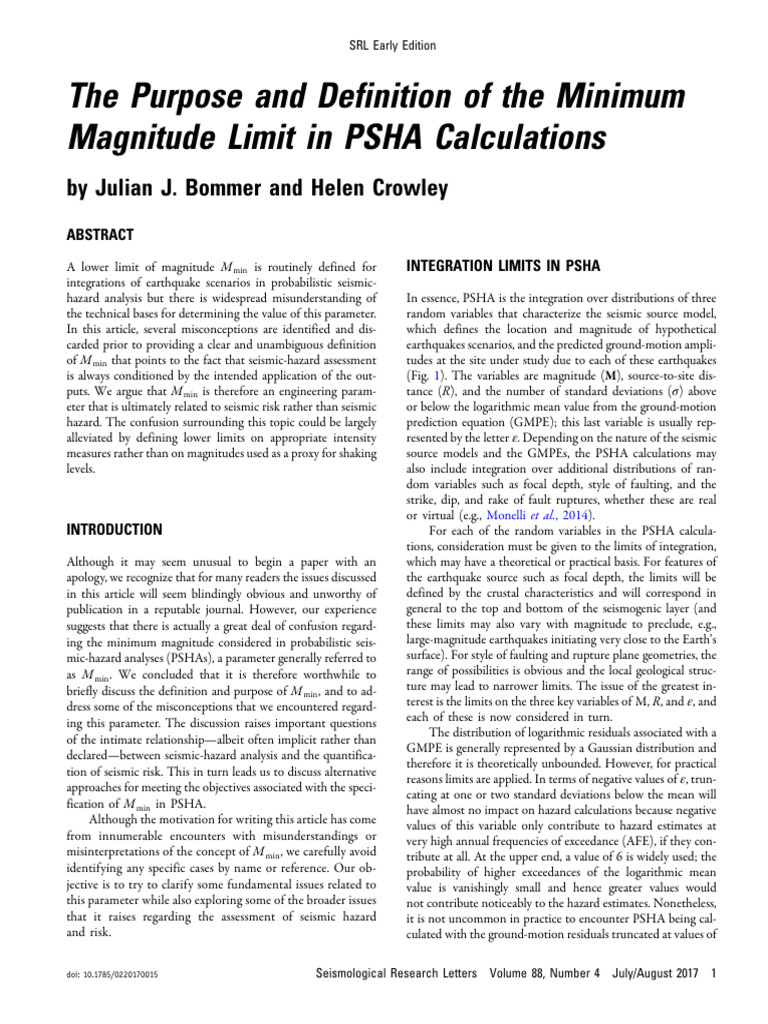 Understanding Minimum Magnitude Limit in PSHA | PDF | Earthquakes ...