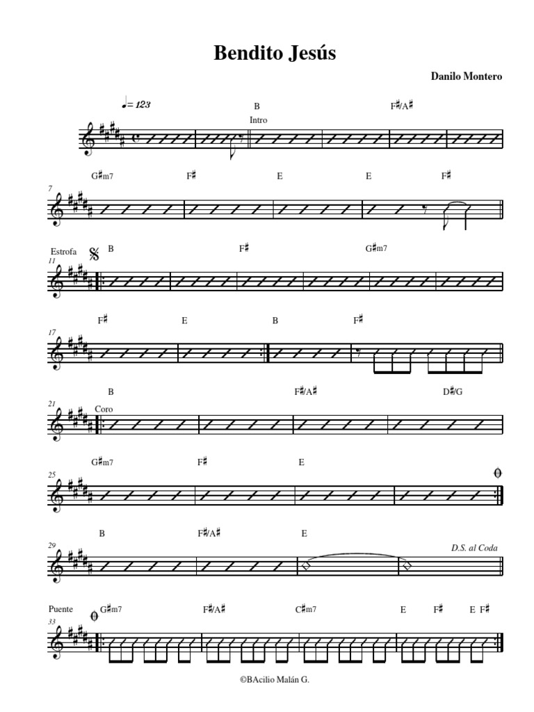 Bendito Jesús - Danilo Montero (Chart) | PDF