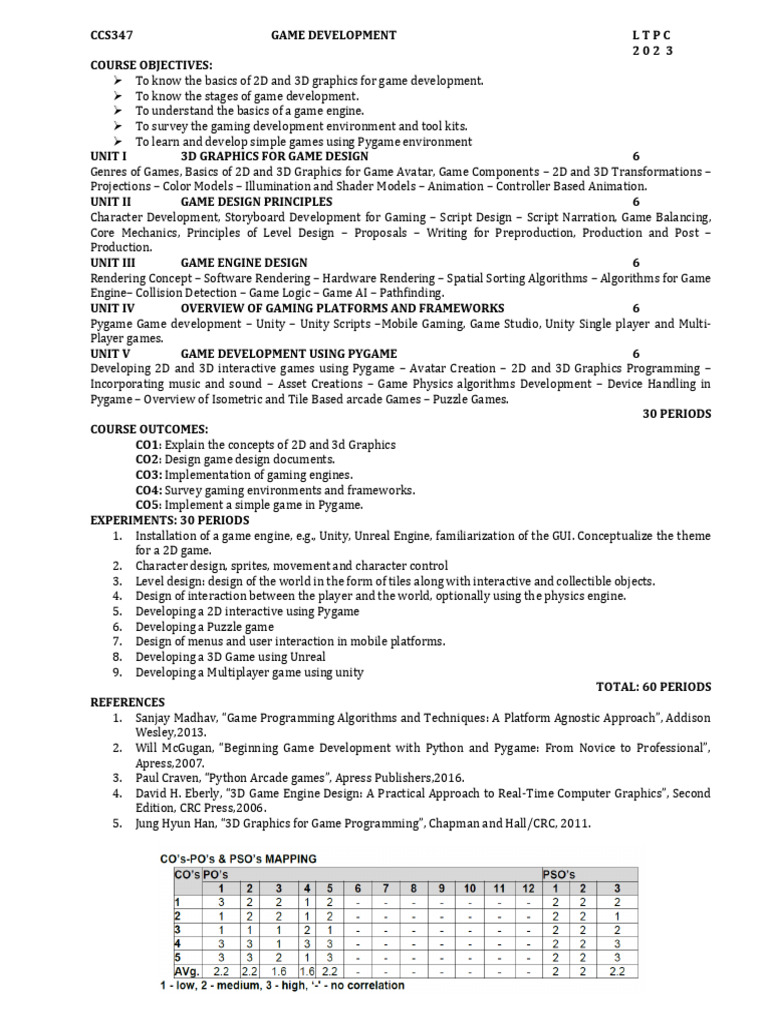 CCS347 GD - Syllabus | PDF | 3 D Computer Graphics | 2 D Computer Graphics