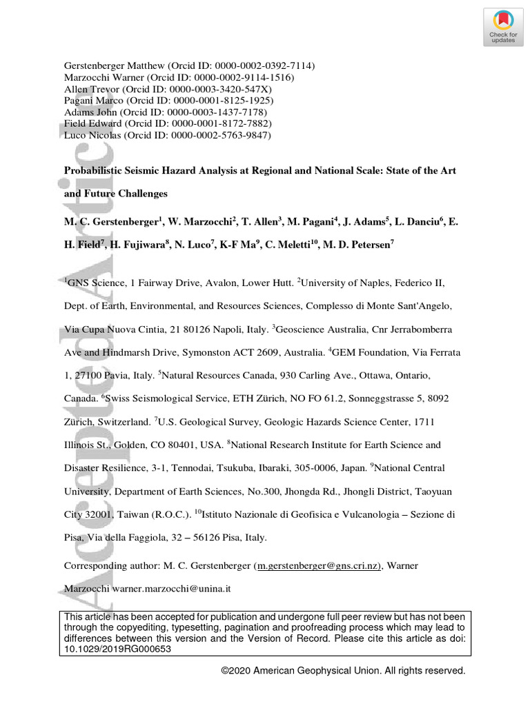 2020 - Gerstenberger - Probabilistic Seismic Hazard Analysis at ...