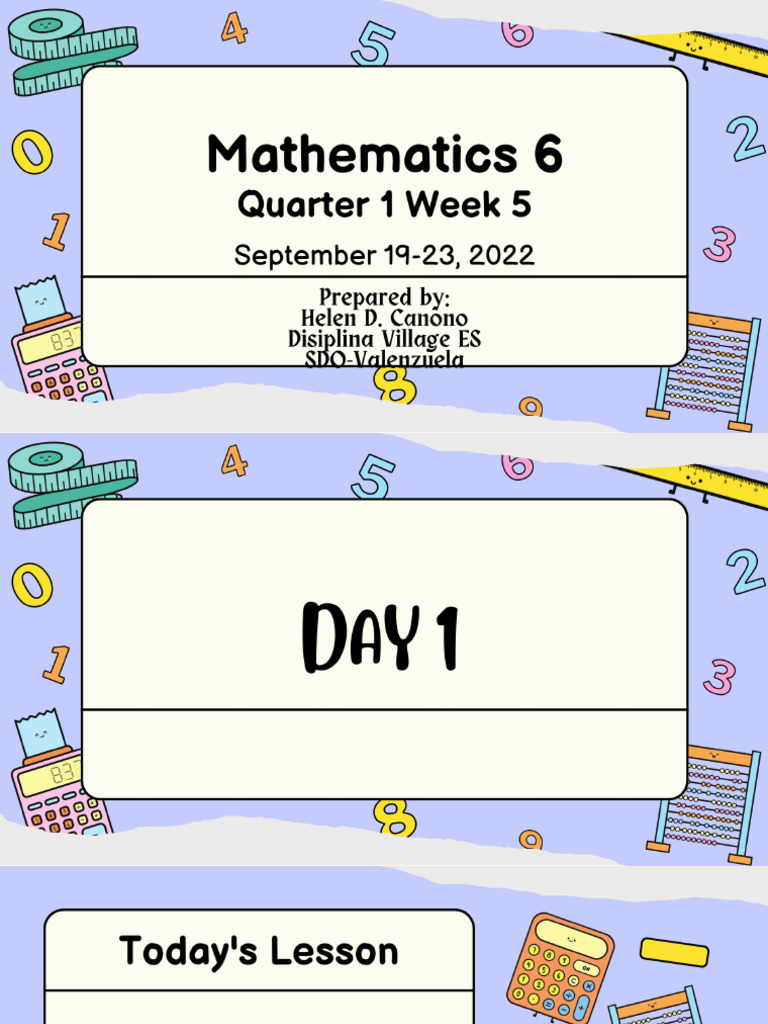MATH 6 Q1 Week 5 - Shared To DTC by Ma'Am Helen D. Canono | PDF ...