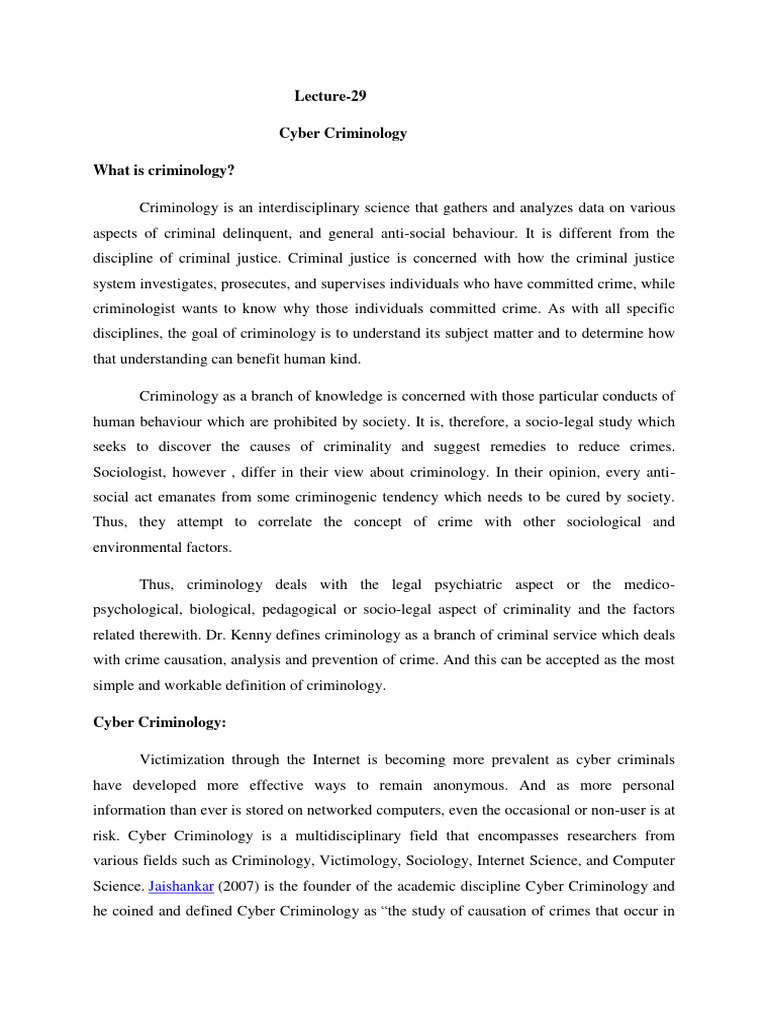 Cyber Criminology | PDF | Criminology | Cybercrime