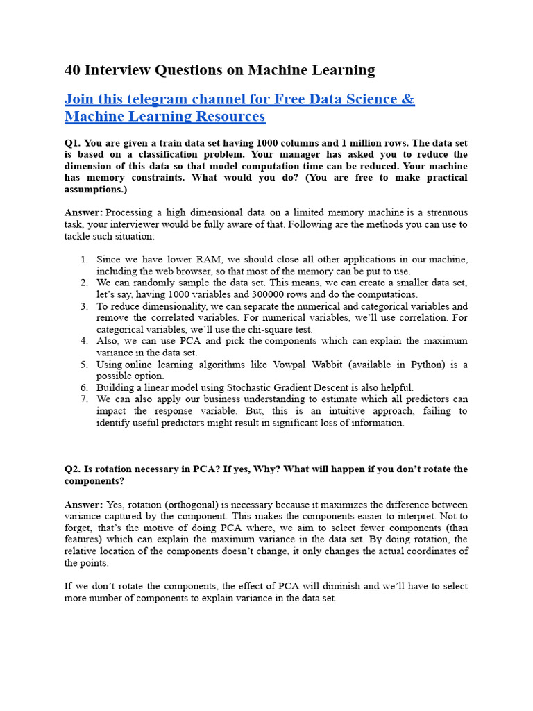 Machine Learning Interview Questions PDF | PDF | Linear Regression | Ordinary Least Squares