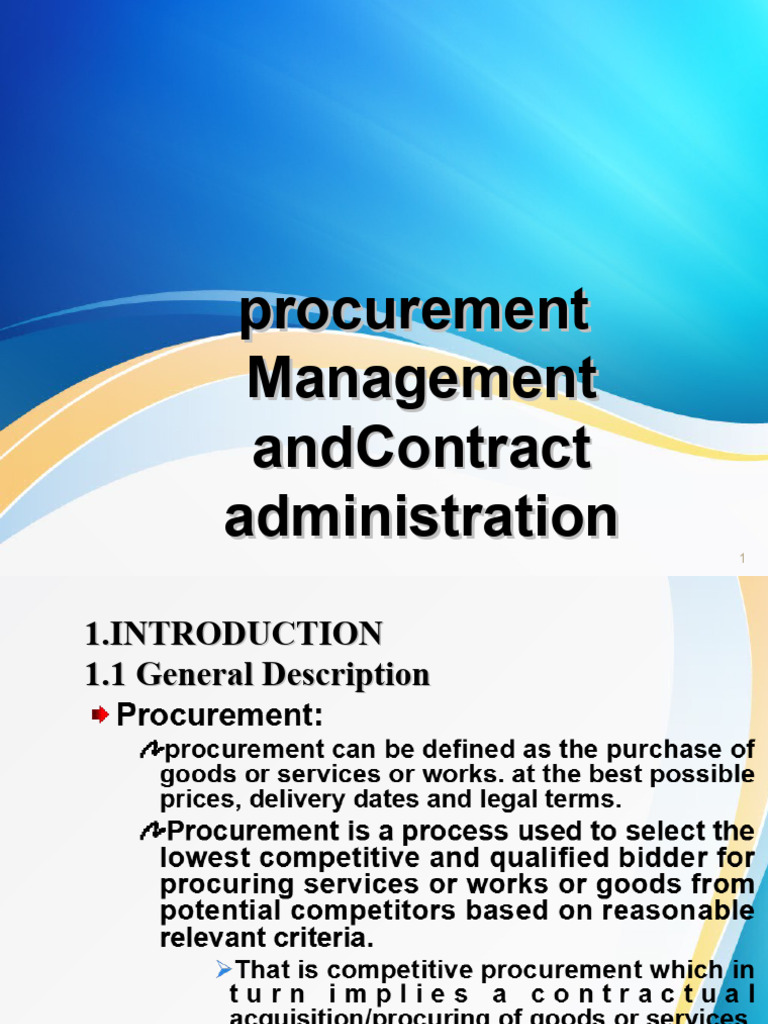 Lecture One & Two | PDF | Construction Management | Procurement