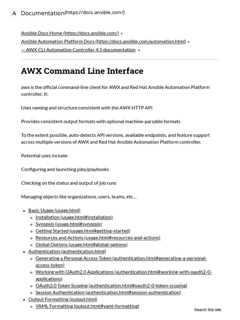 12.2.10 - AWX Command Line Interface - AWX CLI Automation Controller 4.5 Documentation | PDF ...