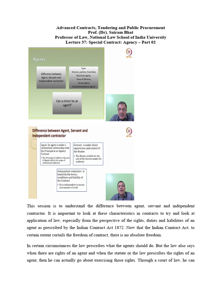 Lec 37 | PDF | Law Of Agency | Employment