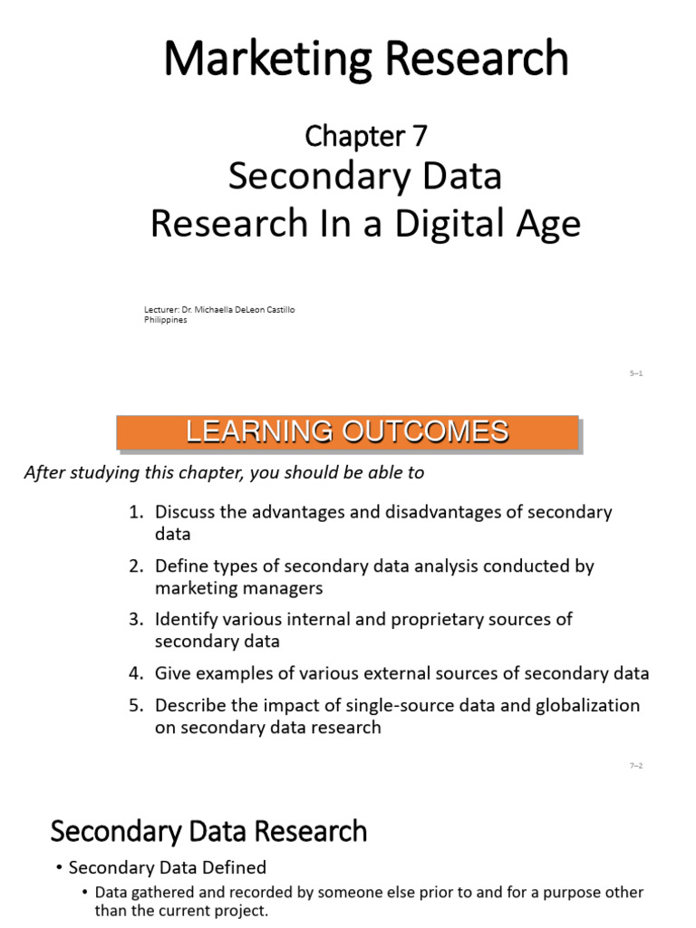 Marketing Research Week 7 PPT - Secondary Data Research in A Digital Age | PDF | Data Mining ...
