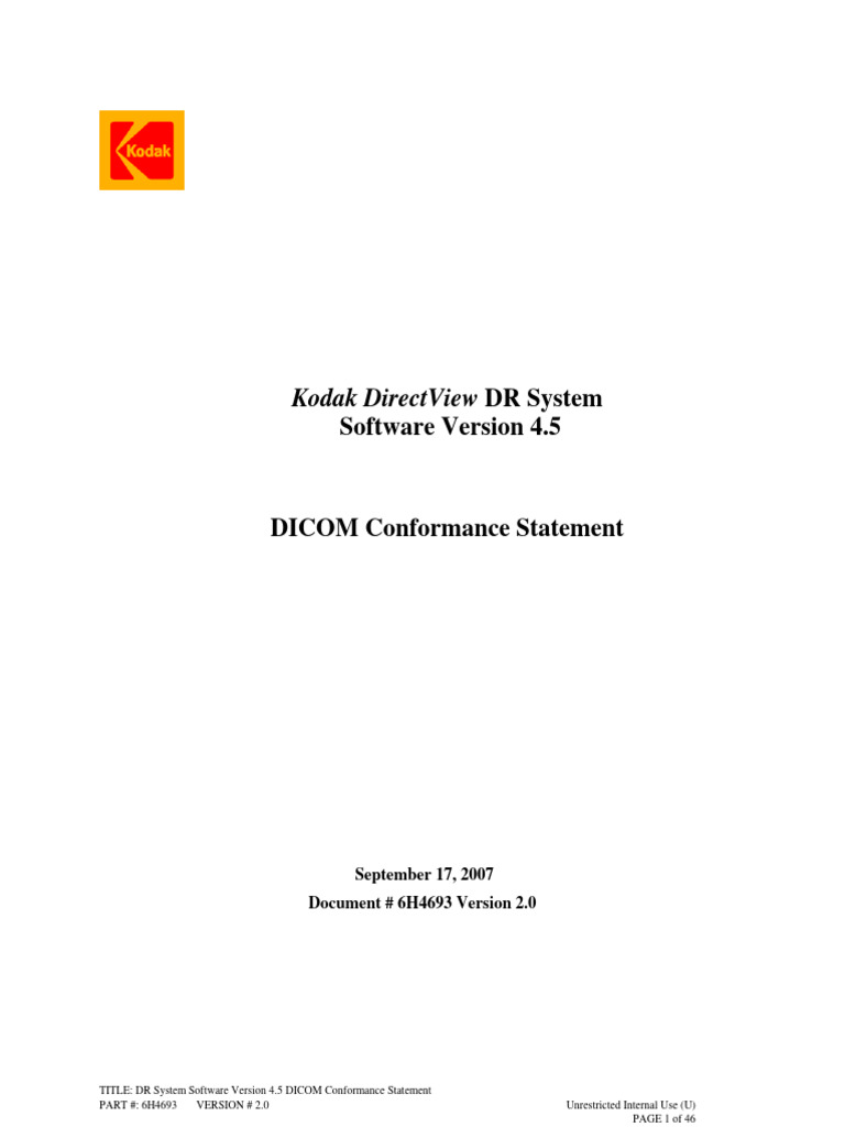 Kodak DR System DICOM Conformance 4.5 | PDF | Computer Engineering | Imaging