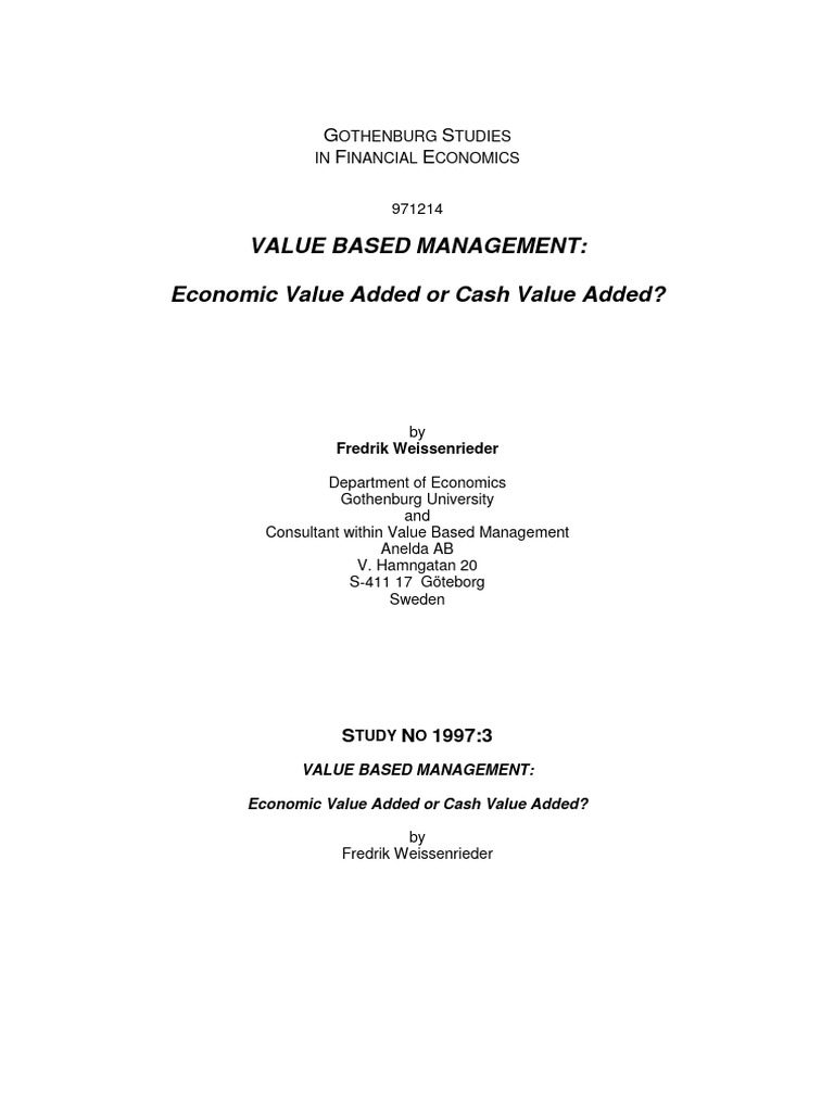 SSRN-id156288 - Economic Value Added or Cash Value Added | PDF | Net Present Value | Investing