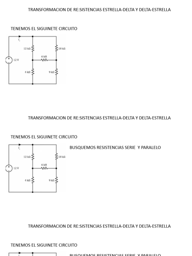 Transformación Estrella-Delta en Circuitos | PDF | Ingenieria Eléctrica