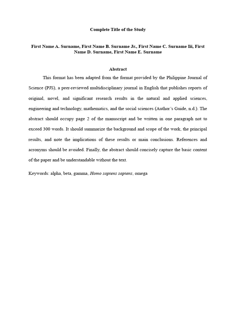 Philippine Journal of Science Format Guide | PDF | Data | Experiment