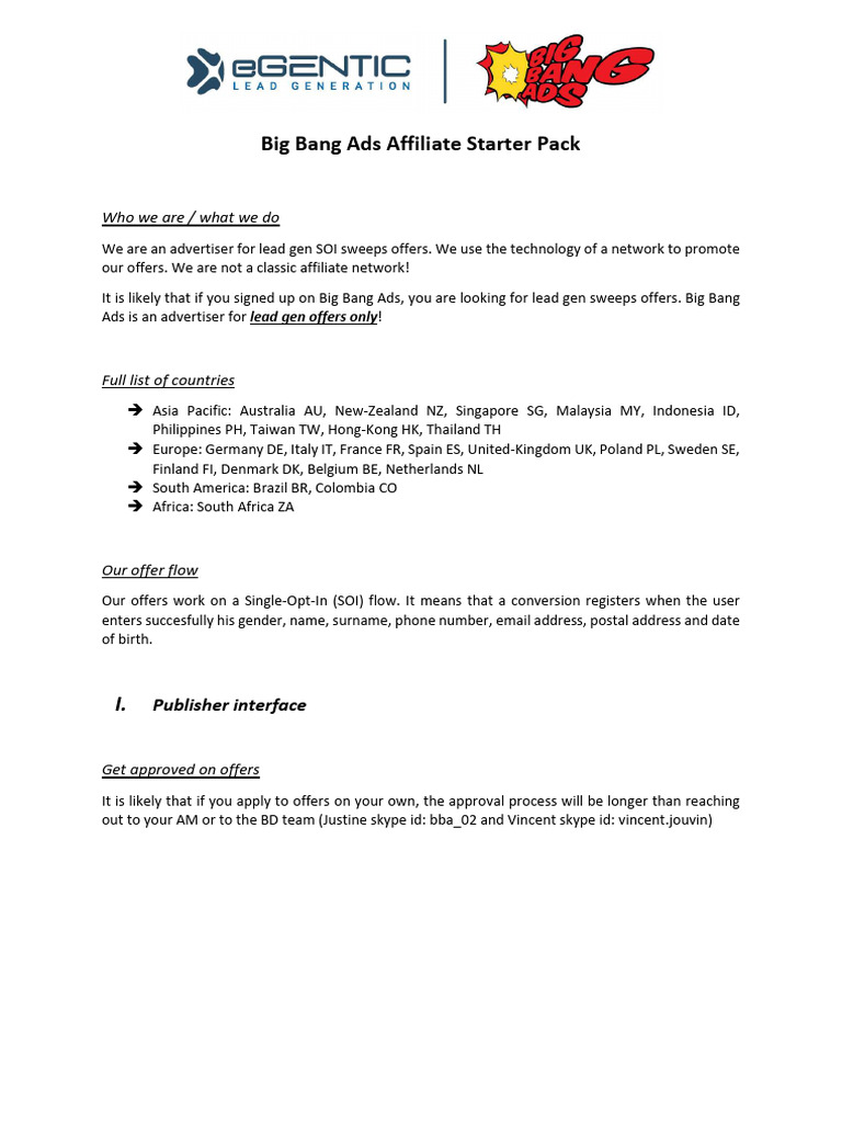 Big Bang Ads - Affiliate Starter Pack | PDF | World Wide Web | Internet ...