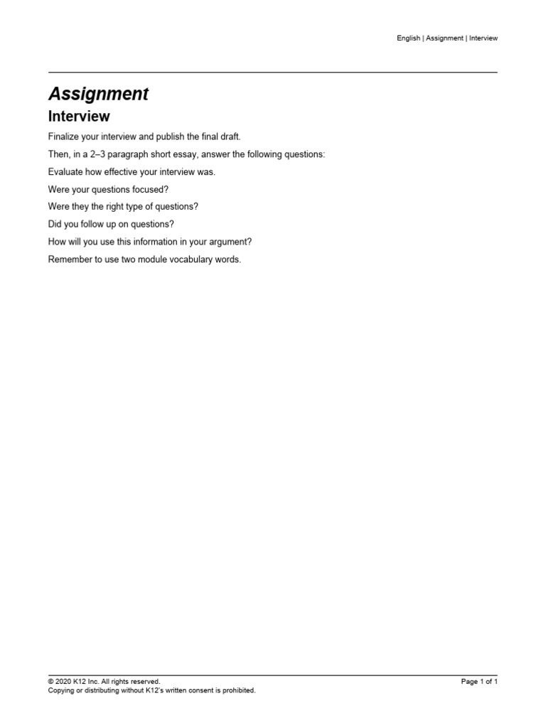 ELA 8B Interview Assignment A11Y | PDF