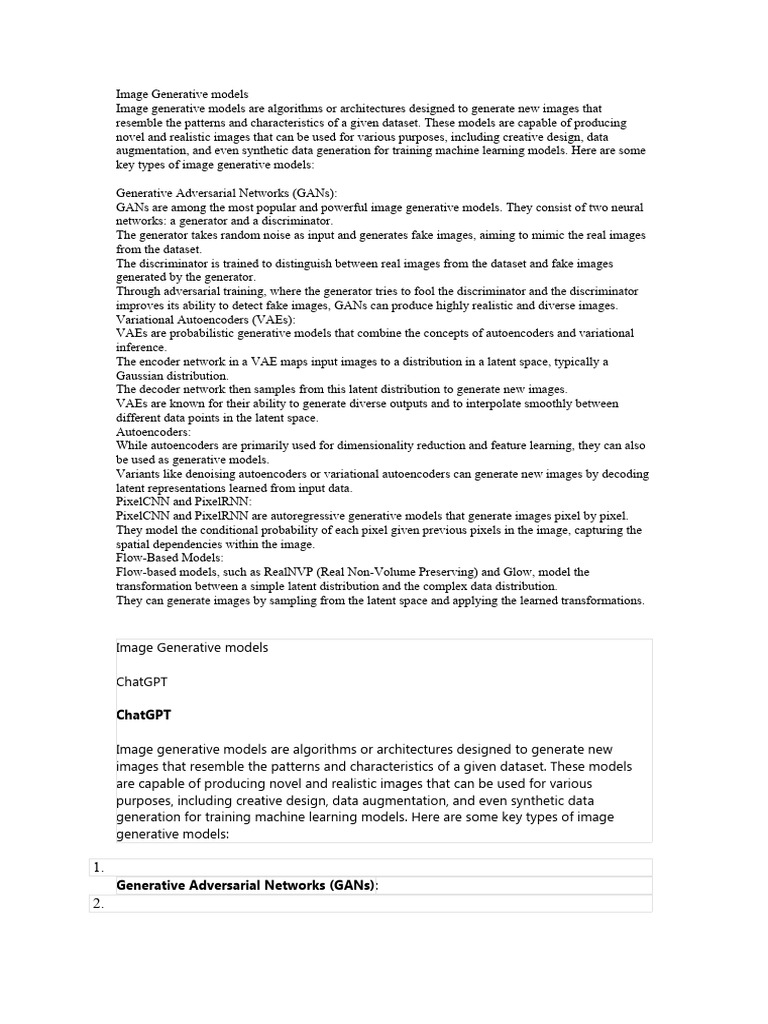 Image Generative Models | PDF | Algorithms | Computer Science