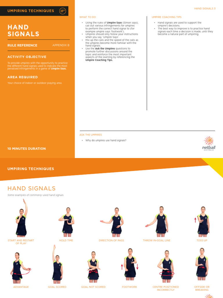 Hand Signals | PDF | Sport Variants | Football Codes