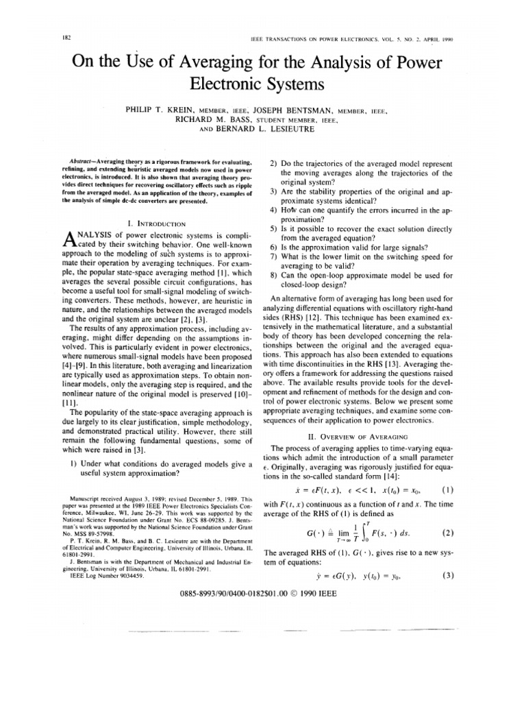Use of Averaging in Power Converters | PDF