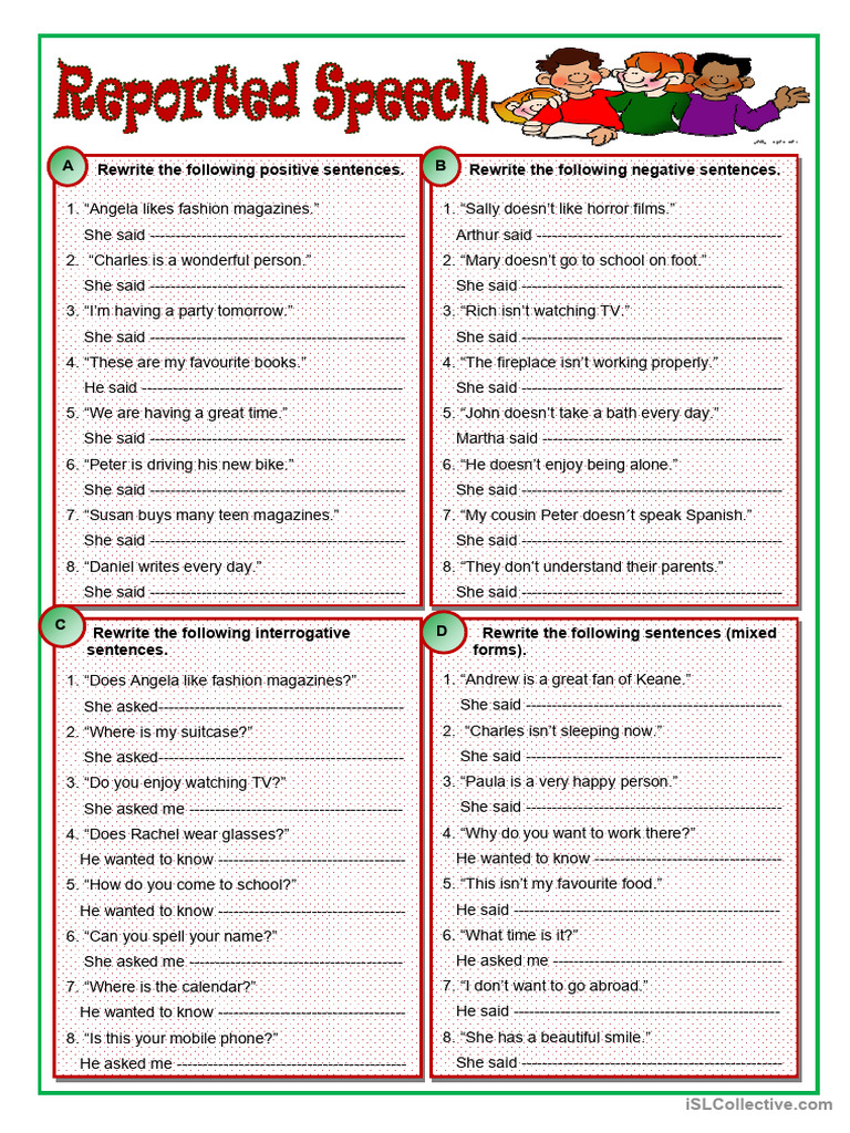 Reported Speech Sentence Transformations | PDF