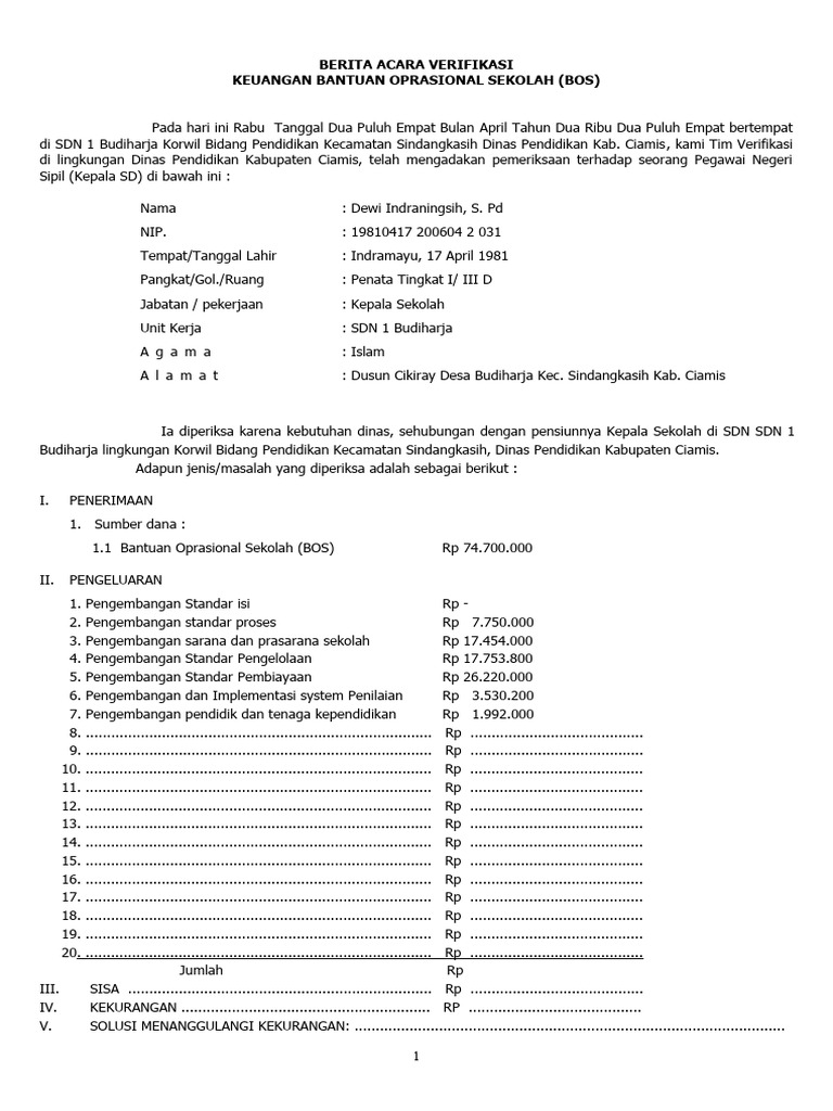 Format Verifikasi EK | PDF