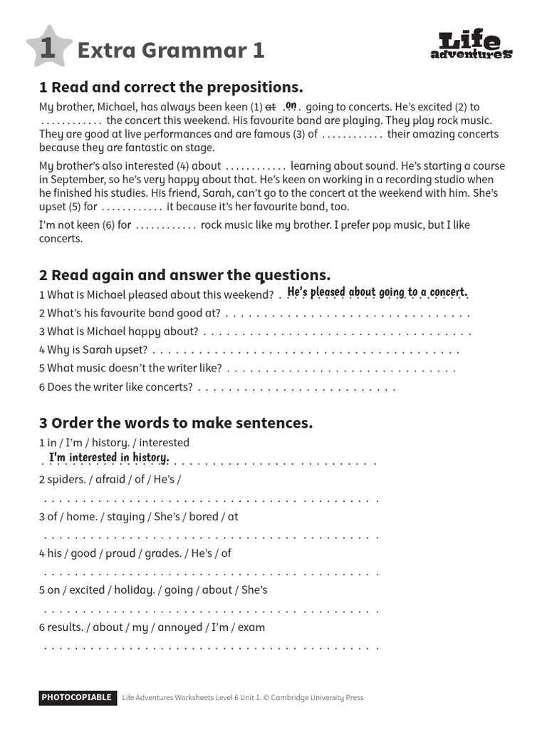 LA Grammar Worksheets - L6 - U1 - GR1 | PDF | Musicology | Performing Arts