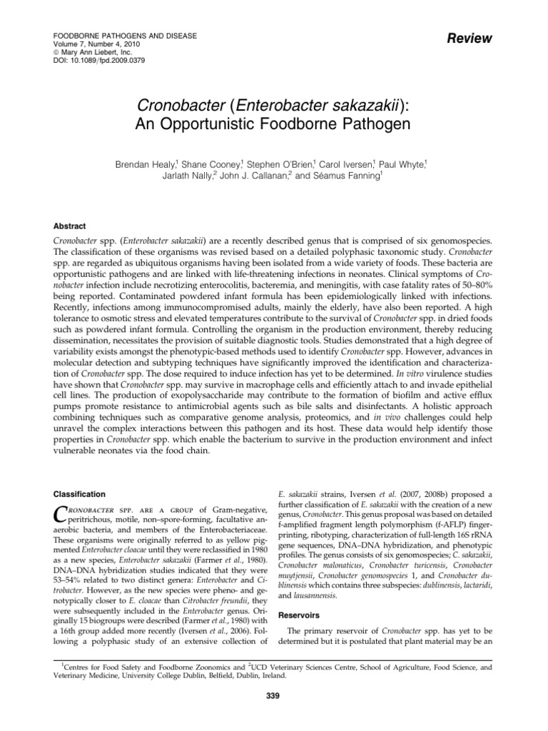 Cronobacter (Enterobacter Sakazakii) | PDF | Infection | Biology