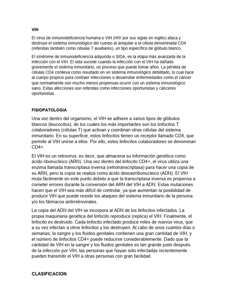 Clasificacion | PDF | VIH | T Helper Cell