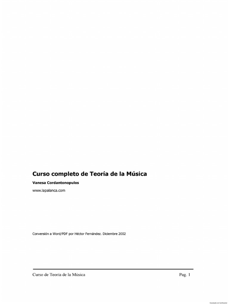 01 Curso Completo de Teoría de La Música Autor Vanesa Cordantonopulus | PDF