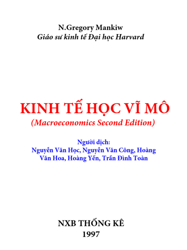 Kinh Tế Học Vĩ Mô (NXB Thống Kê 1997) - Gregory Mankiw - 529 Trang | PDF