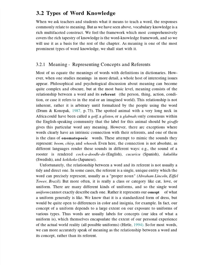 Understanding Word Meaning and Knowledge | PDF | Schema (Psychology ...