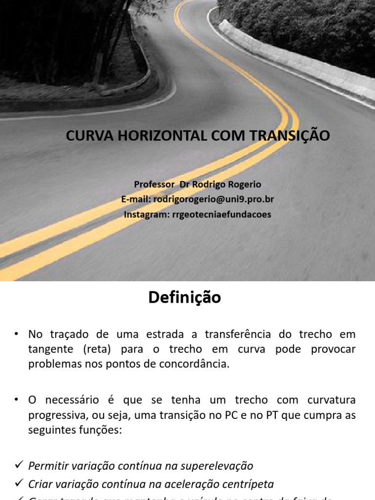 05 - Curva Horizontal Com Transição | PDF | Curva | Curvatura