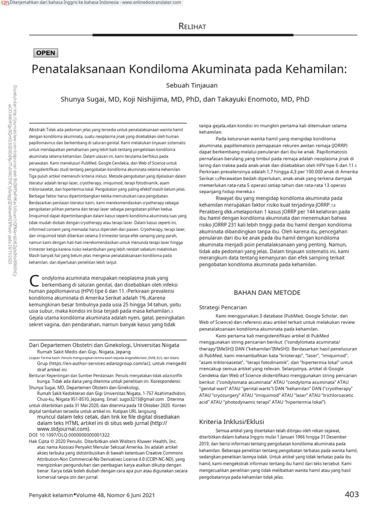 Management of Condyloma Acuminata in Pregnancy A.3.en - Id | PDF