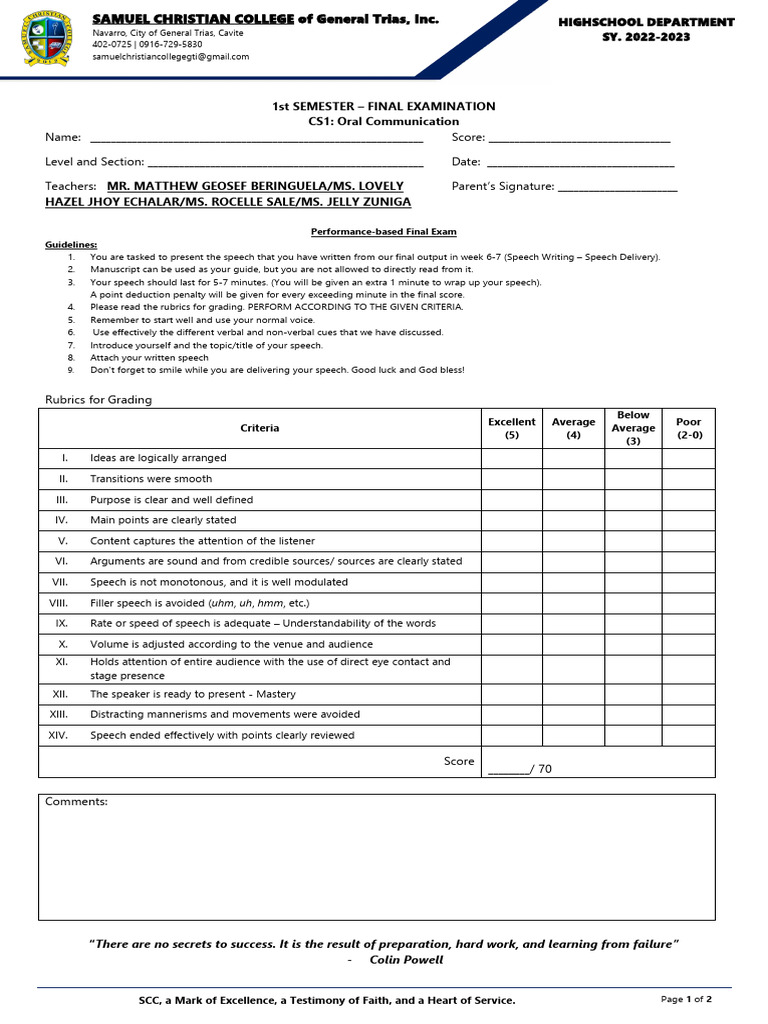 CS1 Rubrics | PDF | Communication | Human Communication