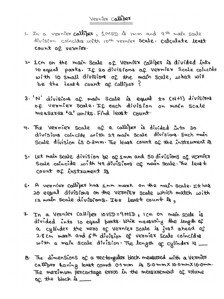 Vernier Calliber-1 Practice Problem | PDF