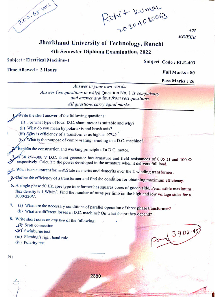 4th Sem Question Paper | PDF
