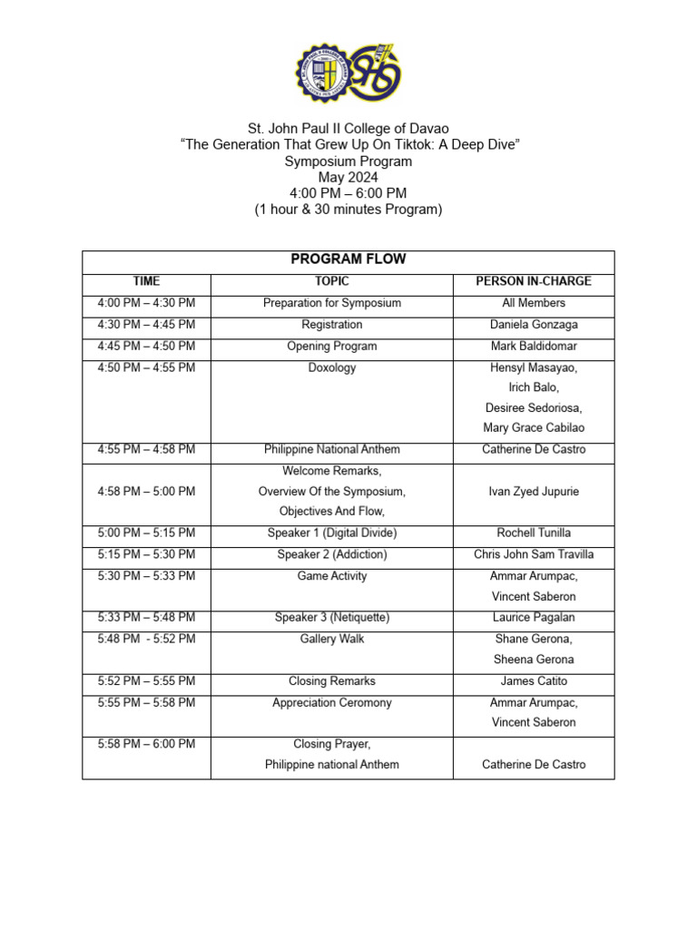 Symposium Program Flow | PDF