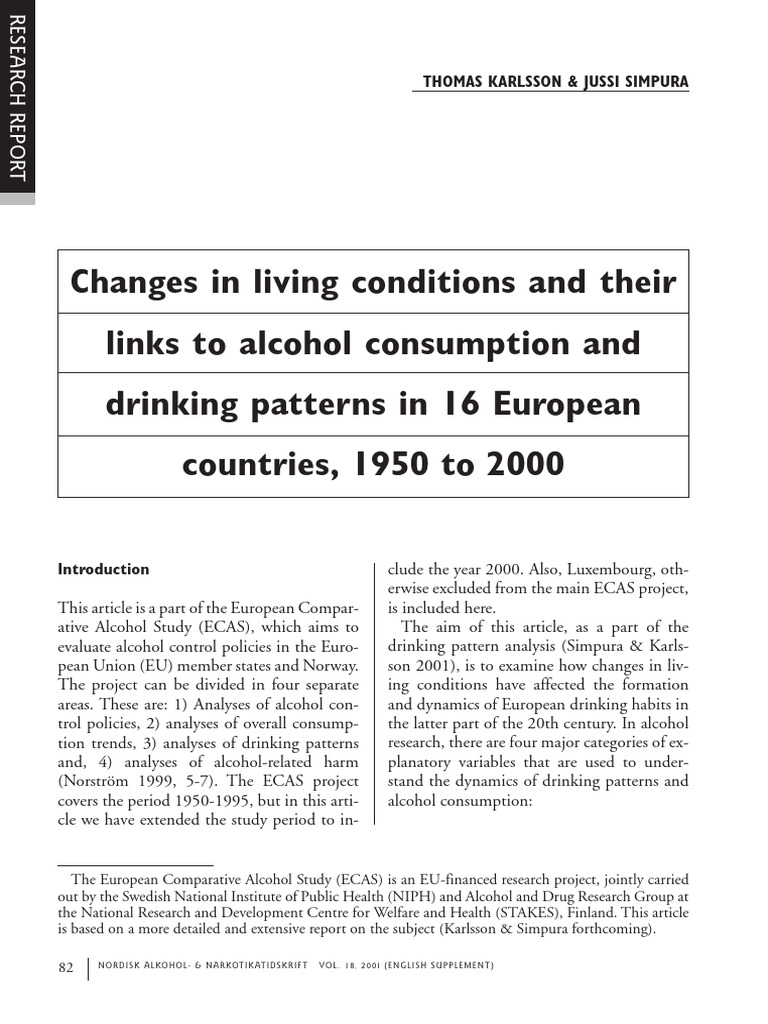 Changes in Living Conditions and Their Links To Alcohol Consumption and ...