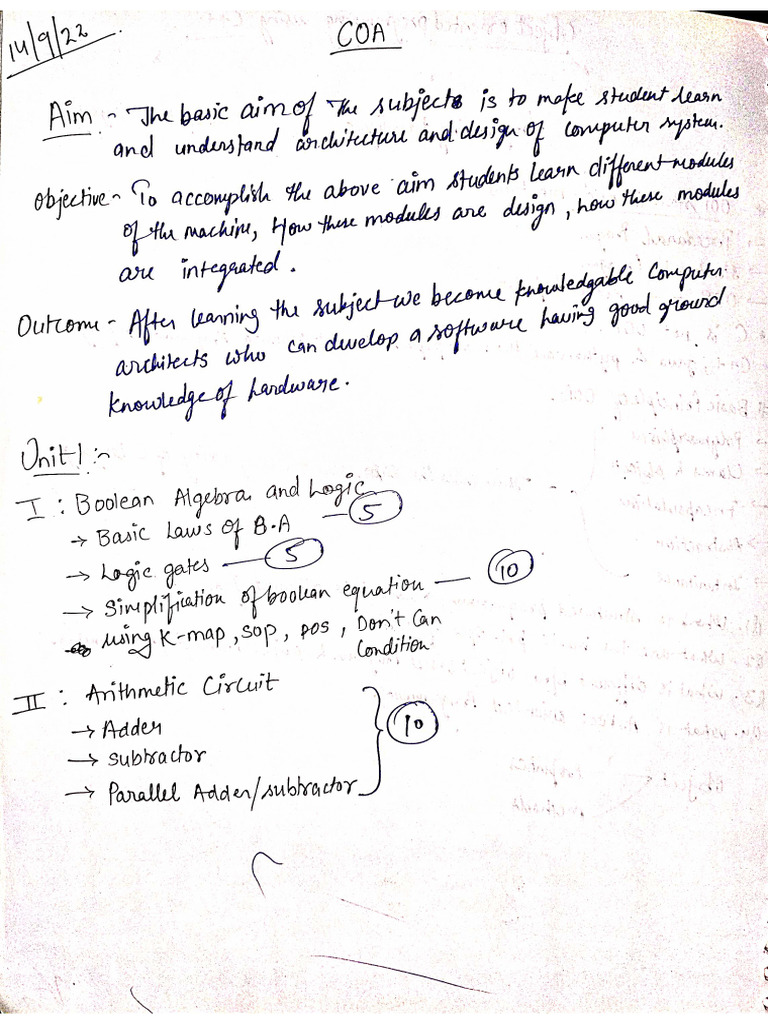 Coa (Class Notes) | PDF