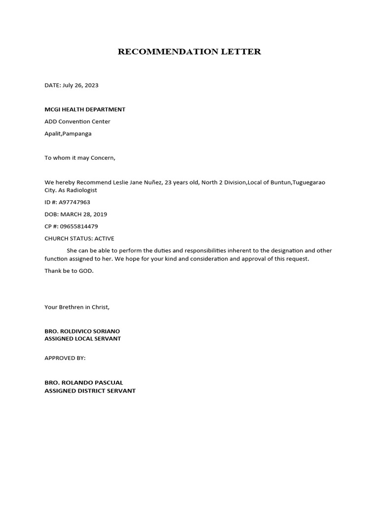 Recommendation Letter | PDF