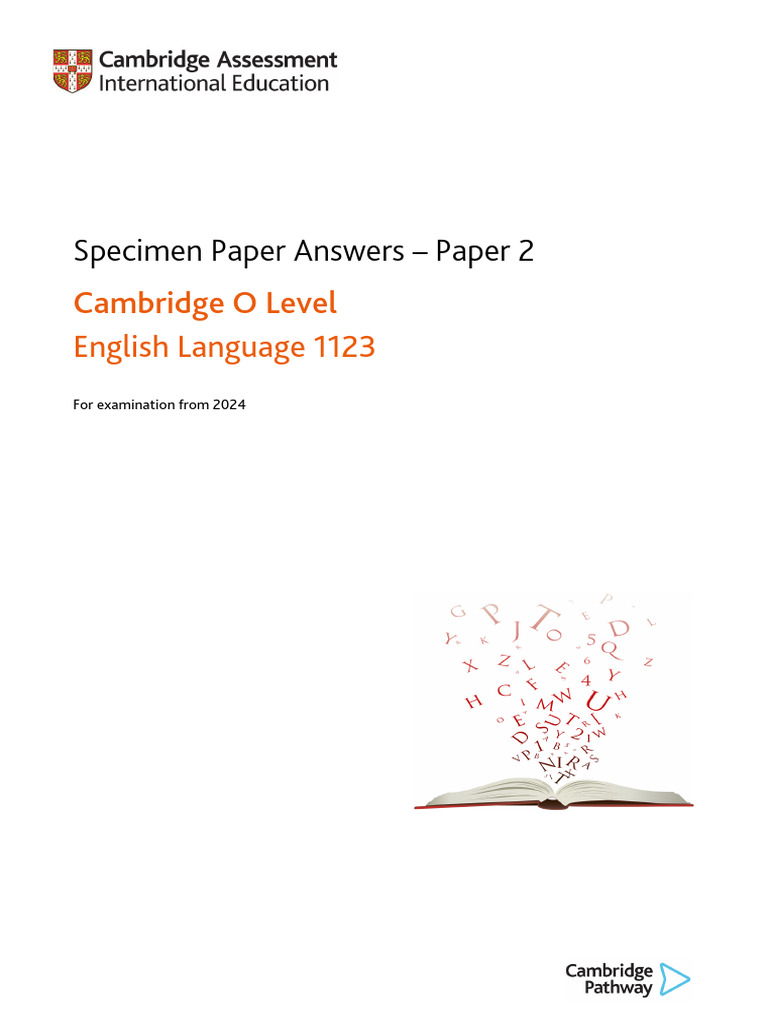 1123 Specimen Paper Answers Paper 2 (For Examination From 2024) | PDF ...