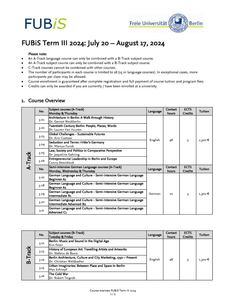 FUBiS Term-III 2024 Course Overview | PDF | Germany | World Politics