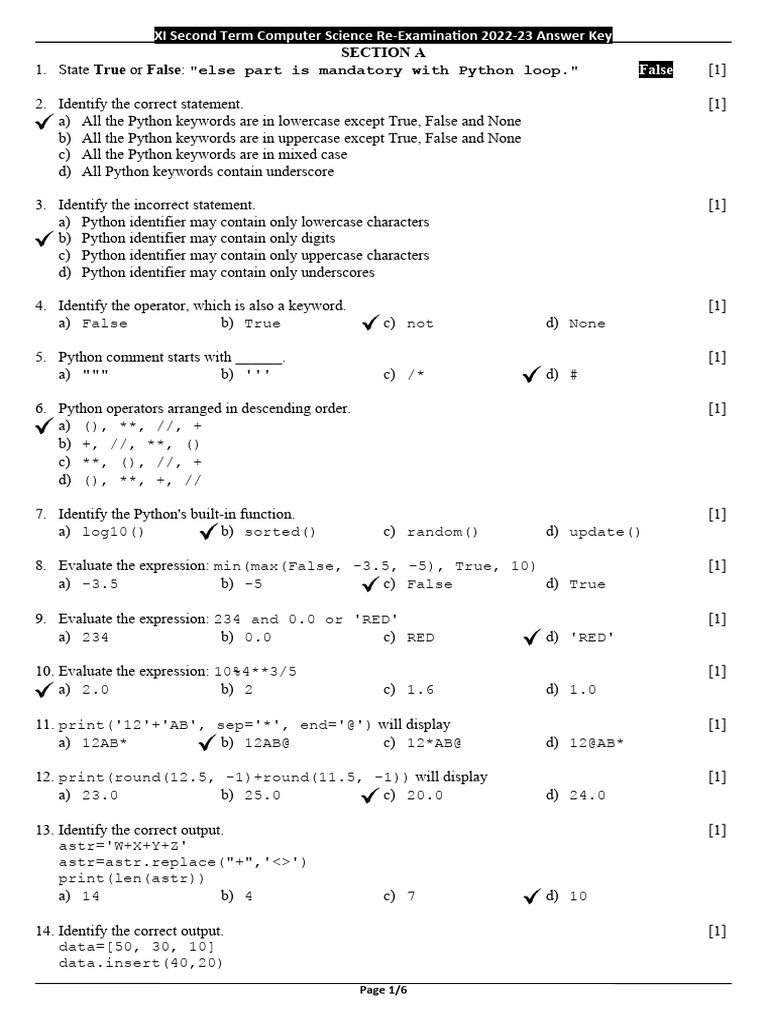 11CS T2 2022 23rems | PDF | Control Flow | Python (Programming Language)
