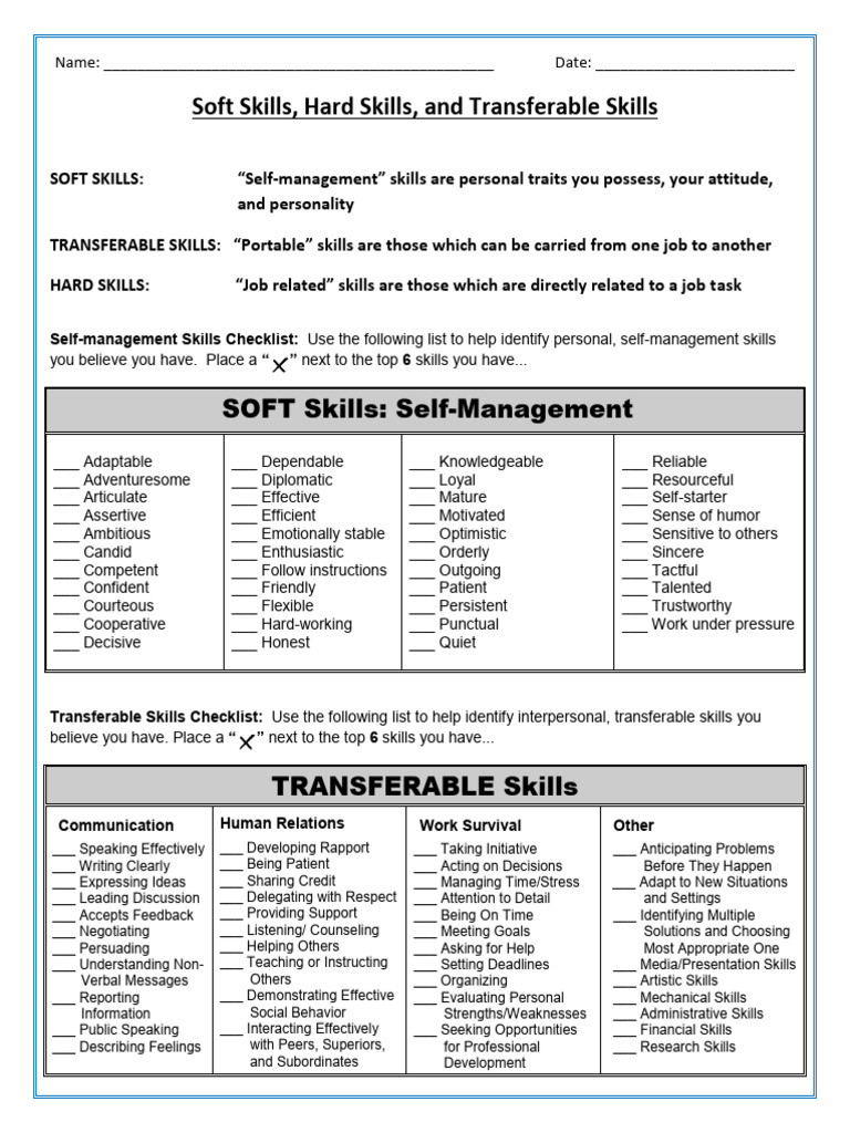 Skills Assessment Worksheet | PDF | Communication | Psychology
