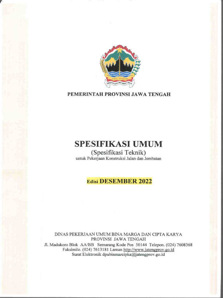 Spesifikasi Umum BMCK Madukoro Desemebr 2022 | PDF