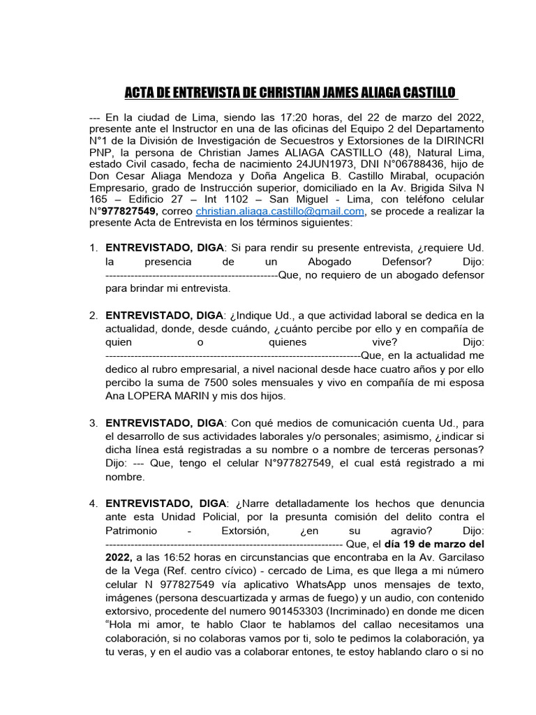 Acta de Entrevista | PDF