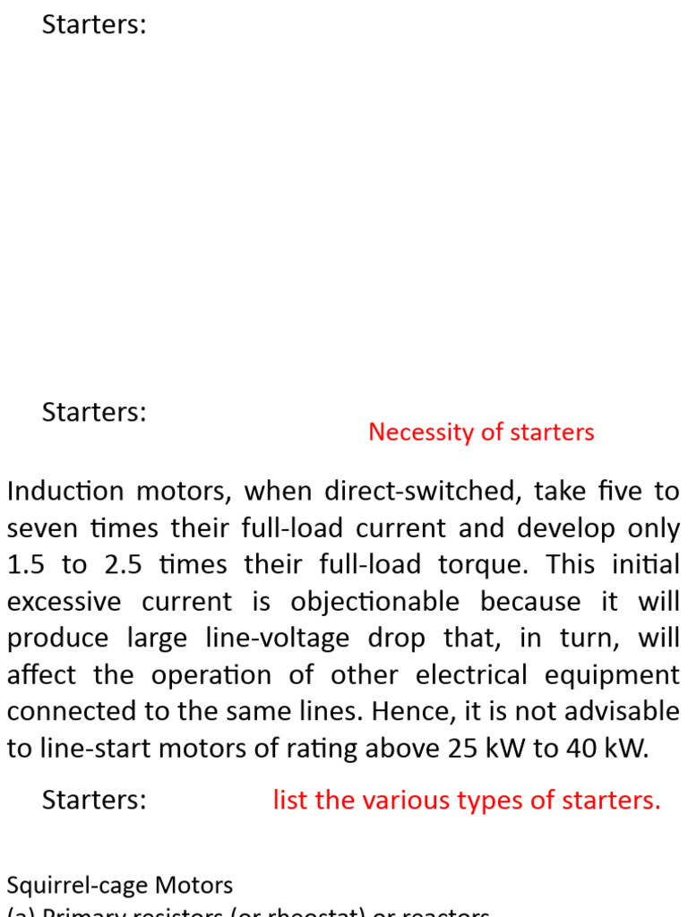 Starters of 3ph Induction Motors | PDF | Electric Motor | Equipment